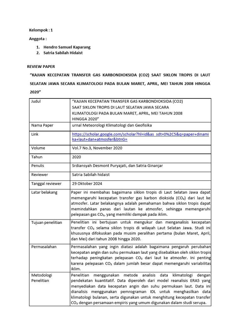 Pengaruh Siklon Tropis pada CO₂ Laut | PDF