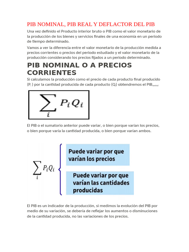 Pib Nominal y Real | PDF | Producto Interno Bruto | Precios