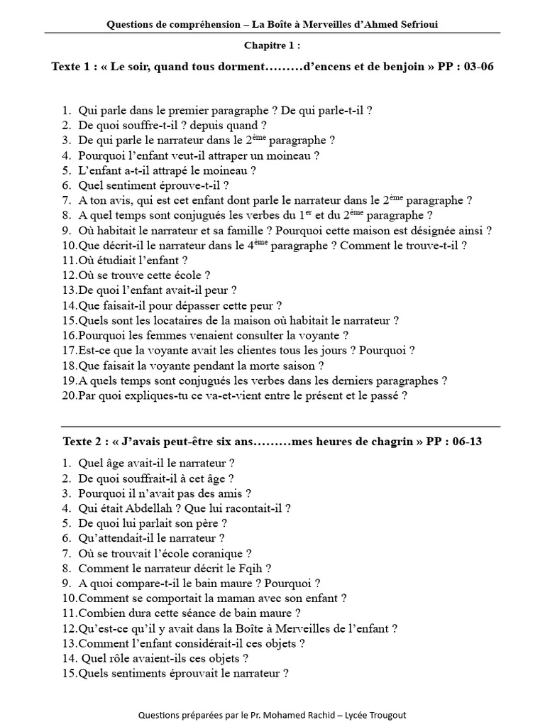 Questions de compréhension - Chapitre 1 | PDF | Échecs | Théorie (échecs)