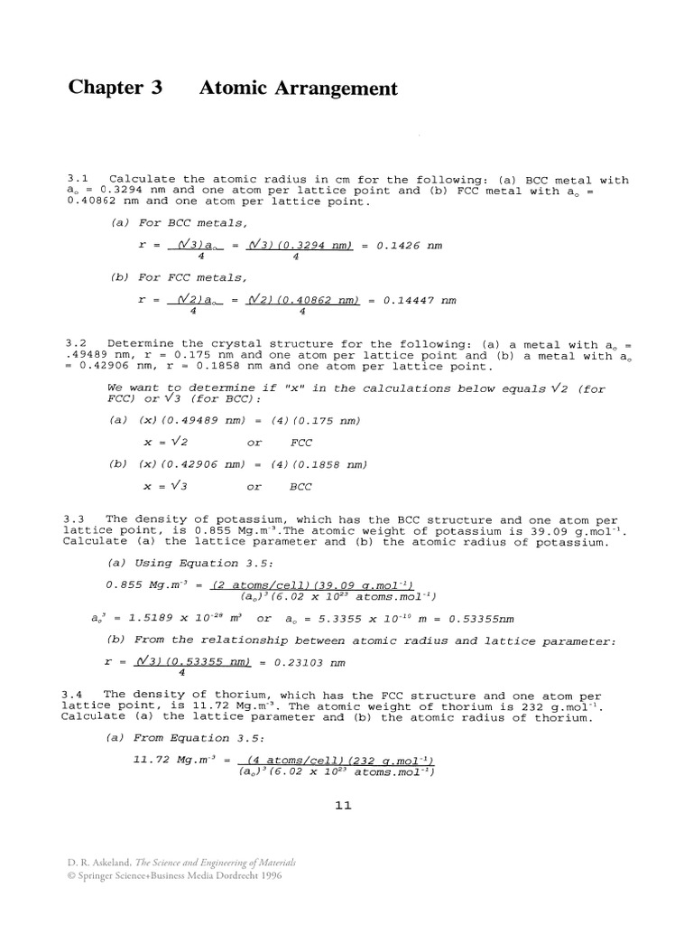 Atomic Radius and Crystal Structure Calculations | PDF | Crystal ...