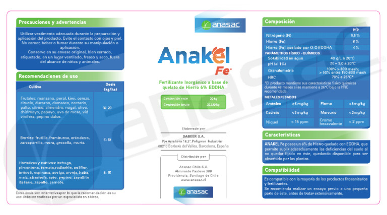 Etiqueta ANAKEL Fe 141024 | PDF | Frutas comestibles | Fruta