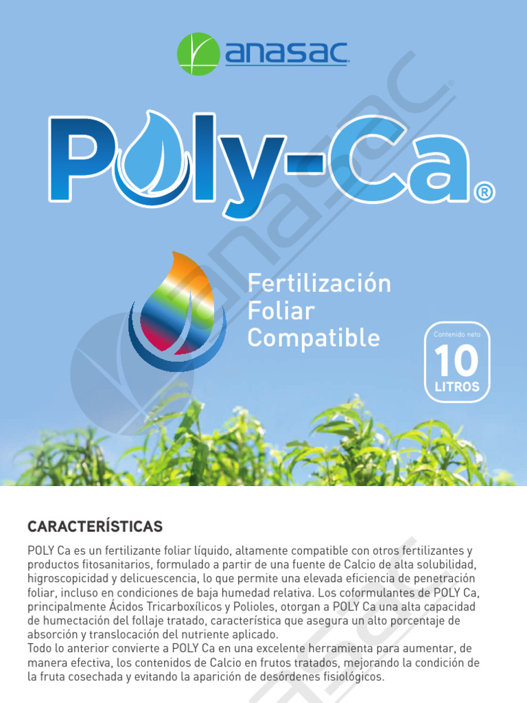 Guía de Uso de Fertilizante POLY Ca | PDF | Fertilizante | Cobre
