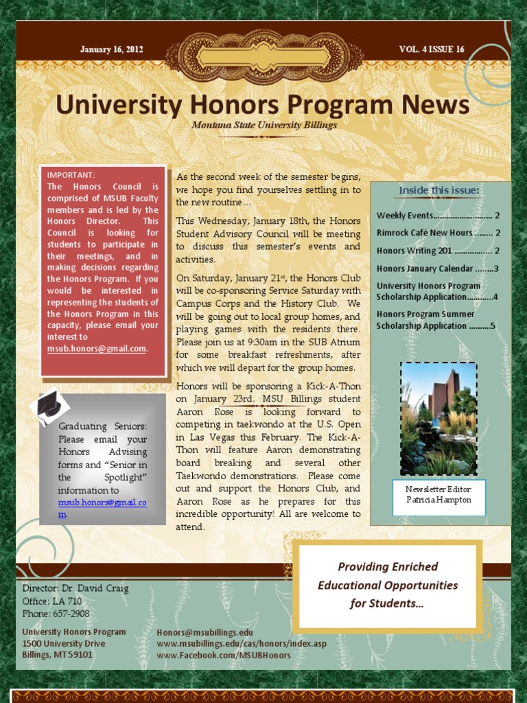 January 16 Honors Newsletter | PDF | Michigan State University ...