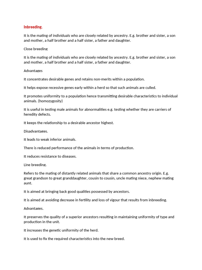 Breeding | PDF | Inbreeding | Cattle