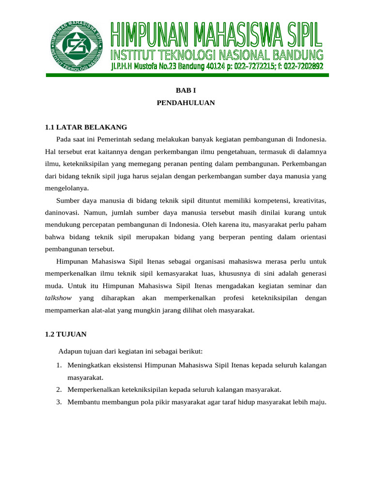 Proposal Talkshow Dan Seminar | PDF