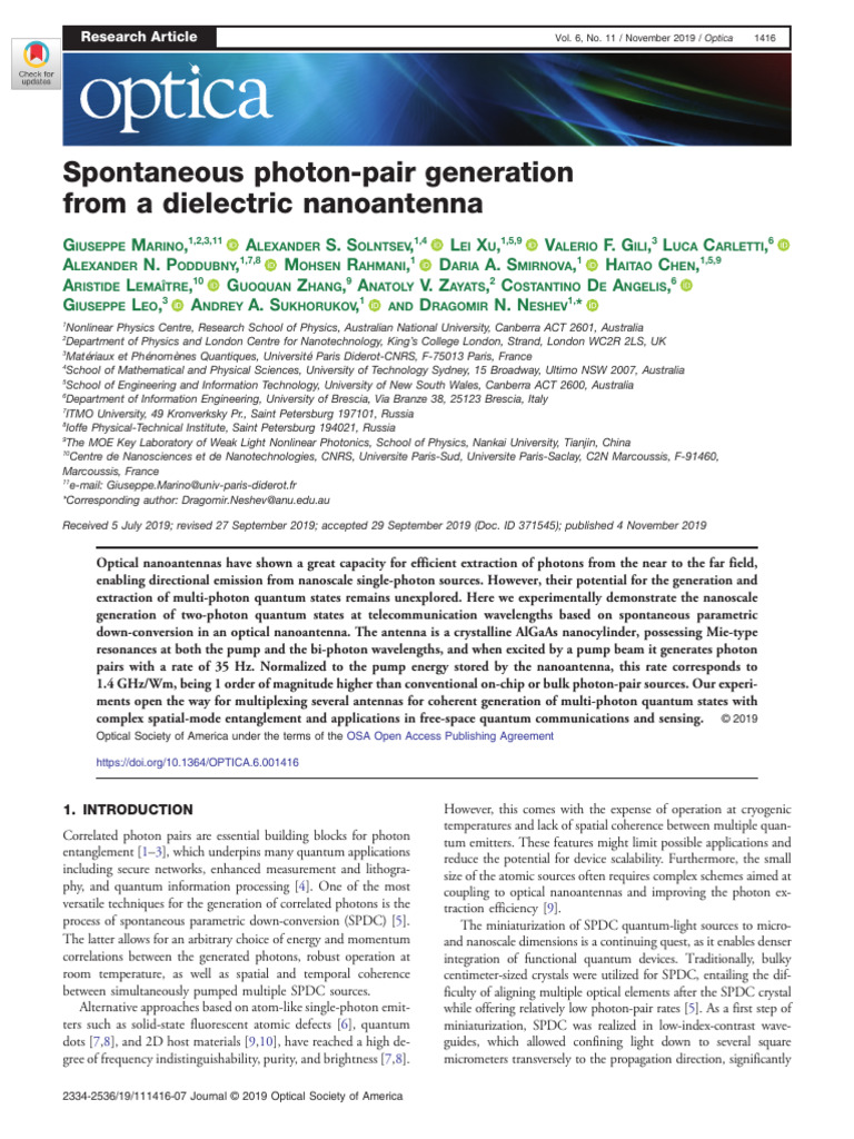 Spontaneous Photon-Pair Generation | PDF | Nonlinear Optics | Polarization (Waves)