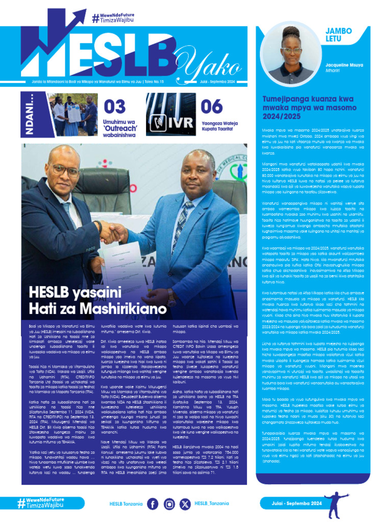 Jarida La HESLB Yako, Toleo Namba 15 PDF | PDF