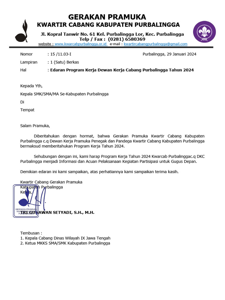 15.surat Edaran Proker DKC 2024 | PDF