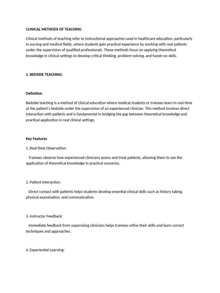Clinical Teaching Methods in Healthcare | PDF | Simulation | Learning