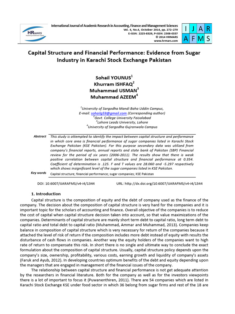 Article 25 Capital Structure and Financial Performance | PDF | Capital Structure | Equity (Finance)