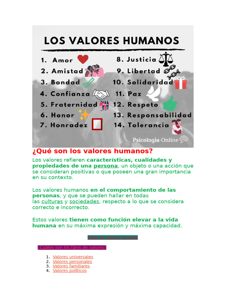 Qué Son Los Valores Humanos | PDF | Crecimiento personal y profesional