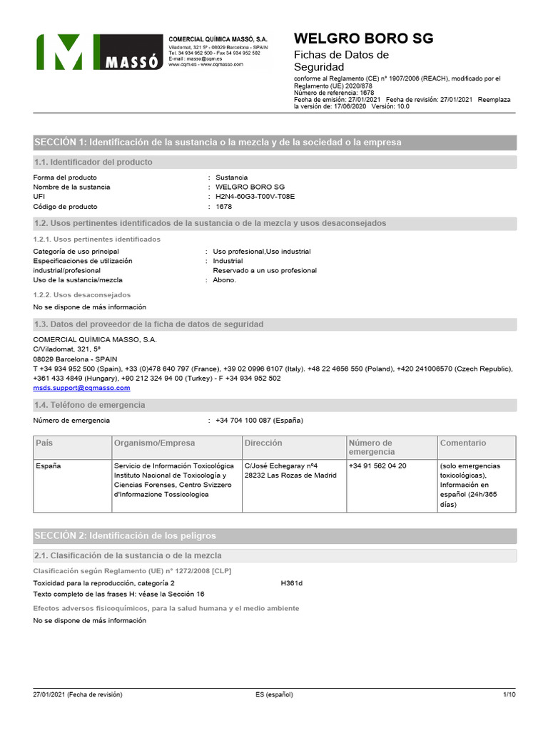Weñgro Boro Fs | PDF | Química