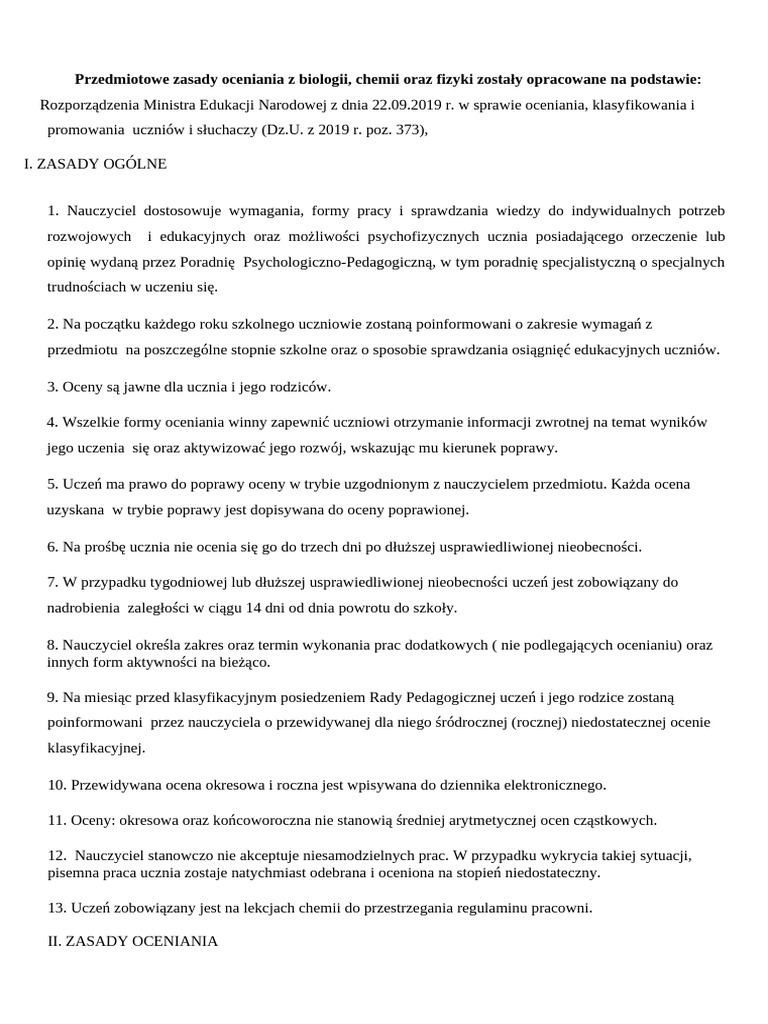 PSO Biologia, Chemia, Fizyka 2024 - 25 | PDF