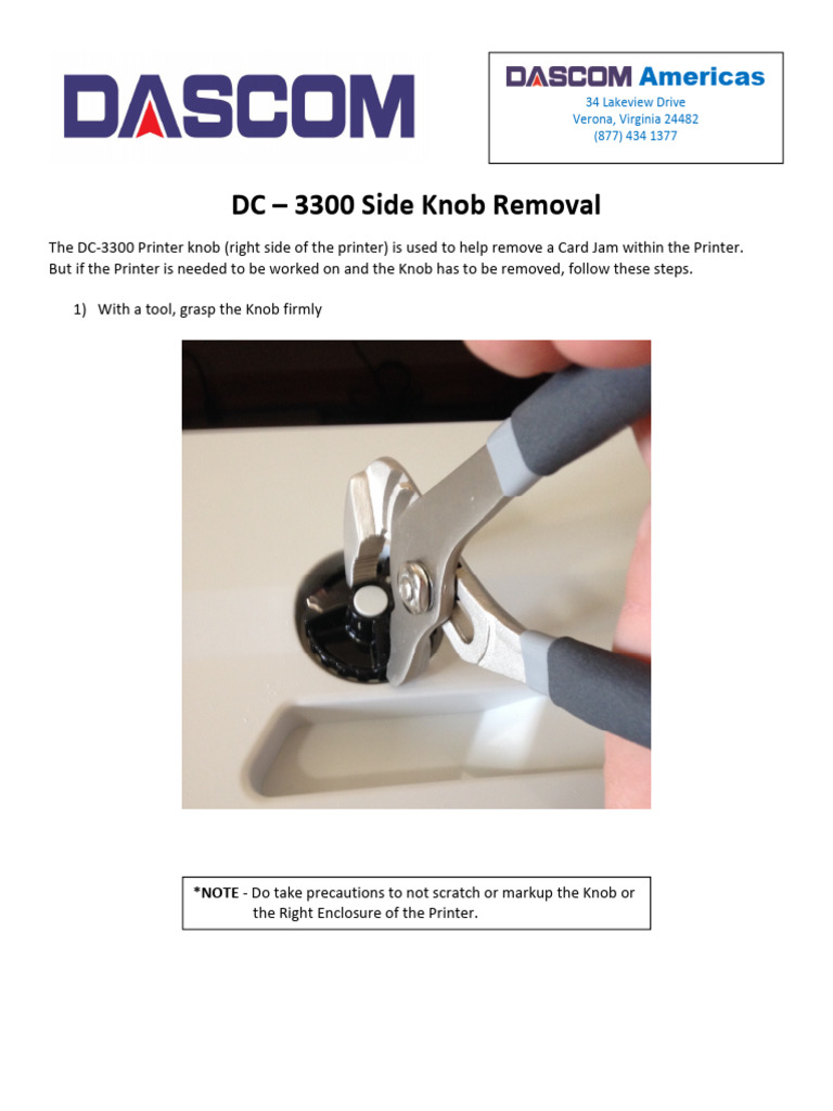DC - 3300 Side Knob Removal | PDF