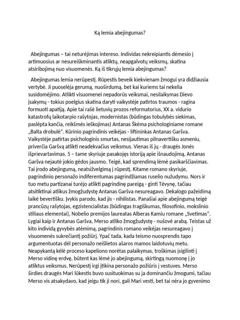 Ka Lemia Abejingumas | PDF