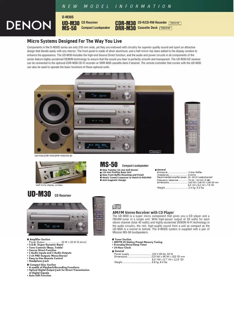 Manual Denon D-M30 (2 Páginas) 1 | PDF | Loudspeaker | Sound