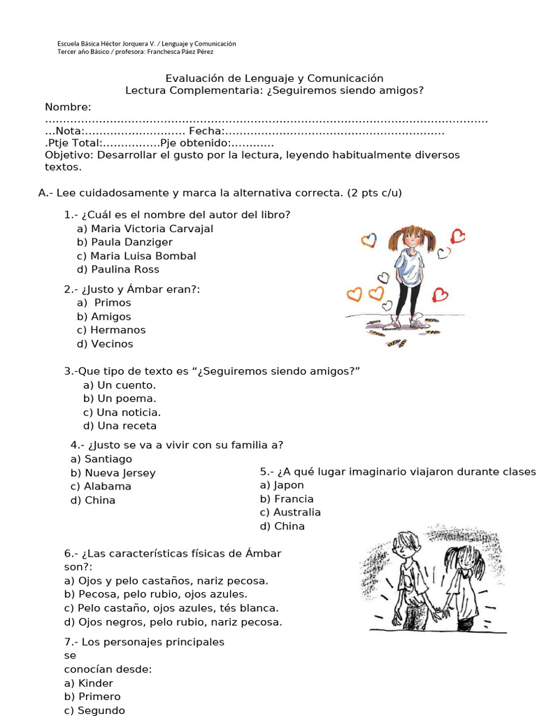 Prueba Seguiremos Siendo Amigos | PDF