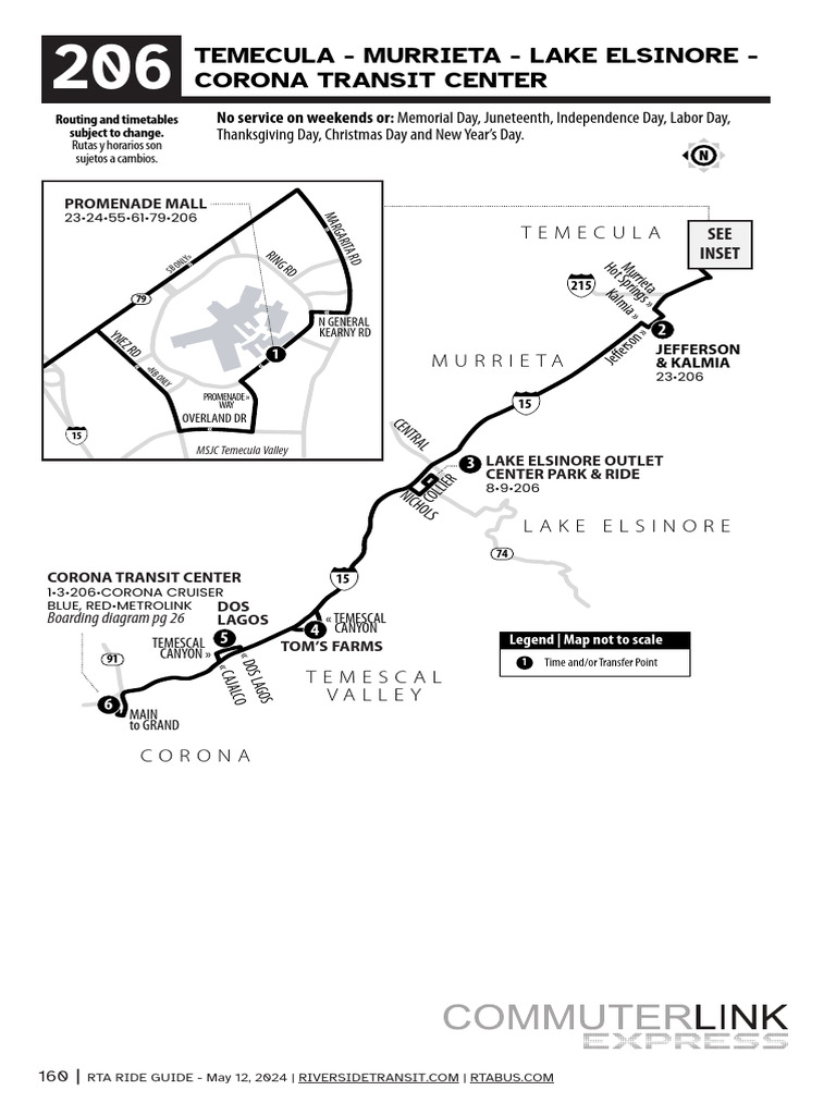 RTA Bus Schedule: Temecula to Corona | PDF | Bus Transport | Public ...
