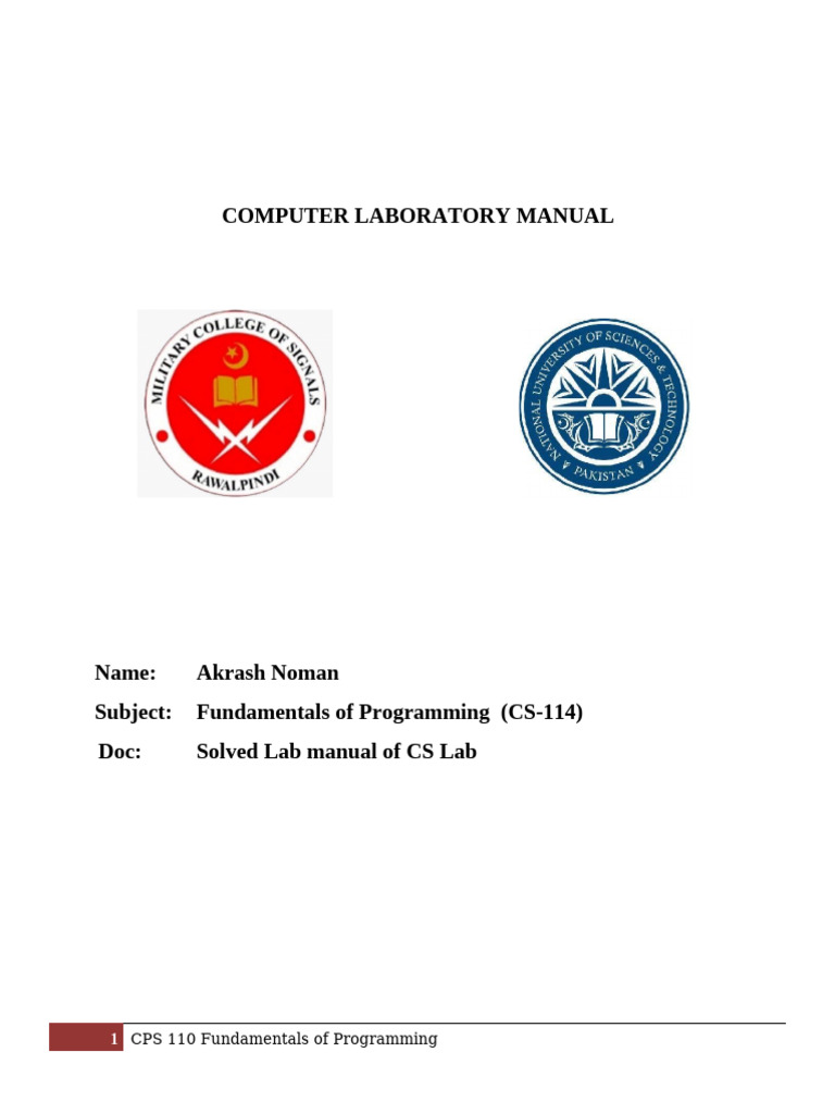 CS-114 Fundamentals of Programming Updated | PDF | Programming | Computer Program