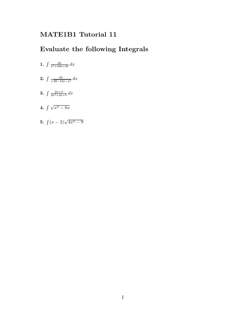 MATE1B1 Tutorial 11 | PDF