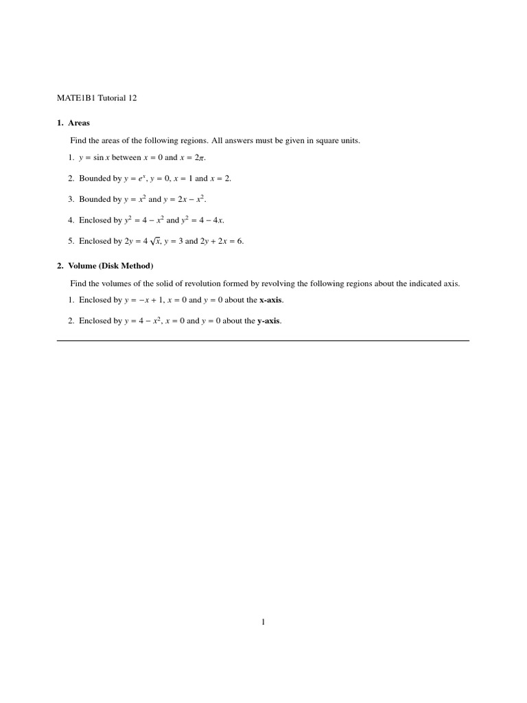 MATE1B1 Tutorial 12 | PDF