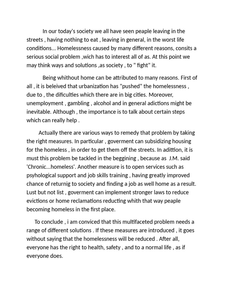 Homelessness Essay | PDF