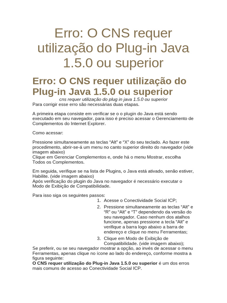 Erro Plugin Java 1.5 Chrome | PDF | Plug-in (informática) | Microsoft ...
