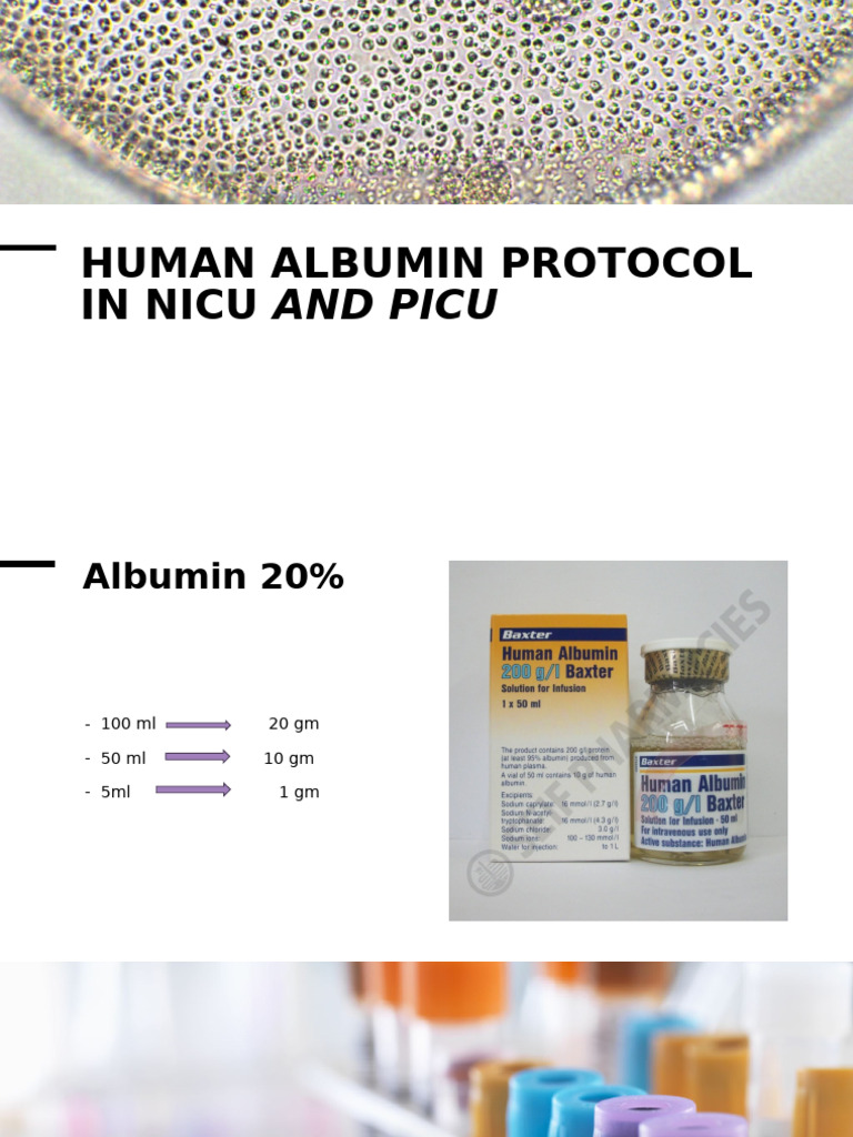 Human Albumin Protocol in NICU and PICU | PDF | Cooking, Food & Wine | Wellness
