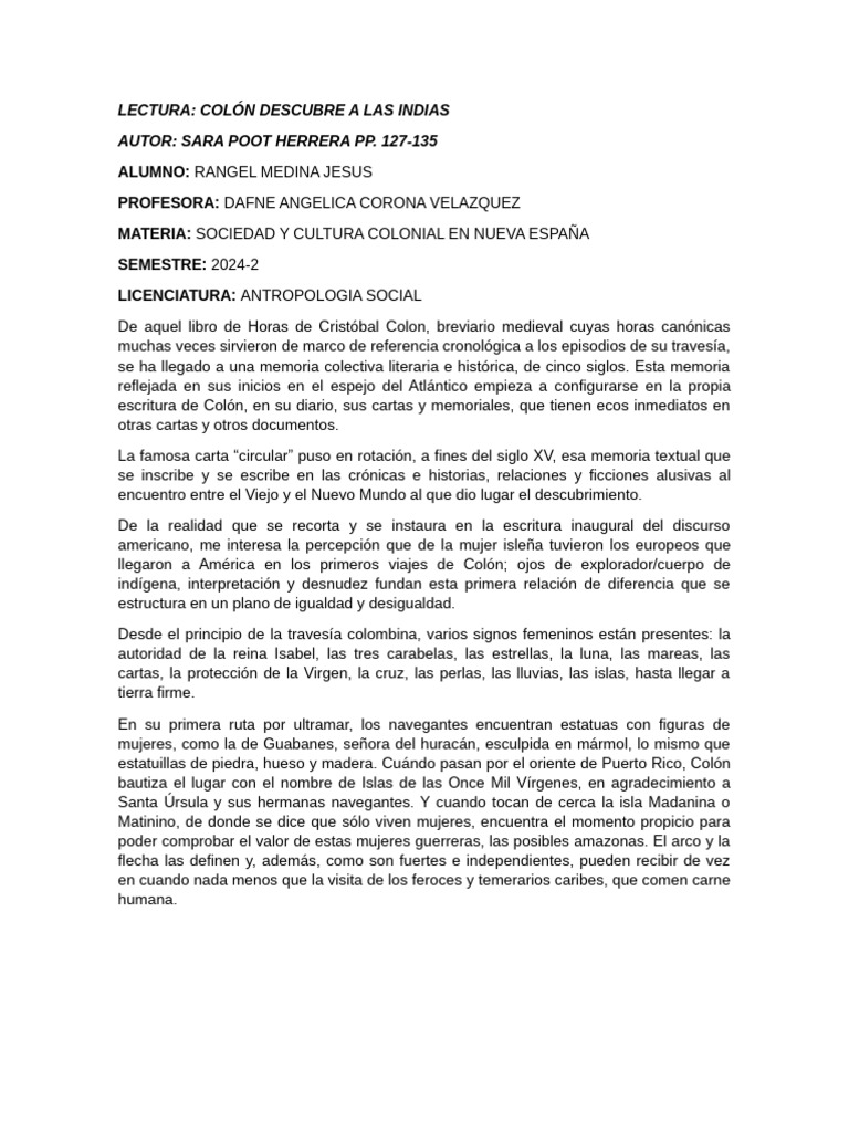 Colon Descubre A Las Indias. Sara Poot Herrera | PDF | Cristobal colon ...