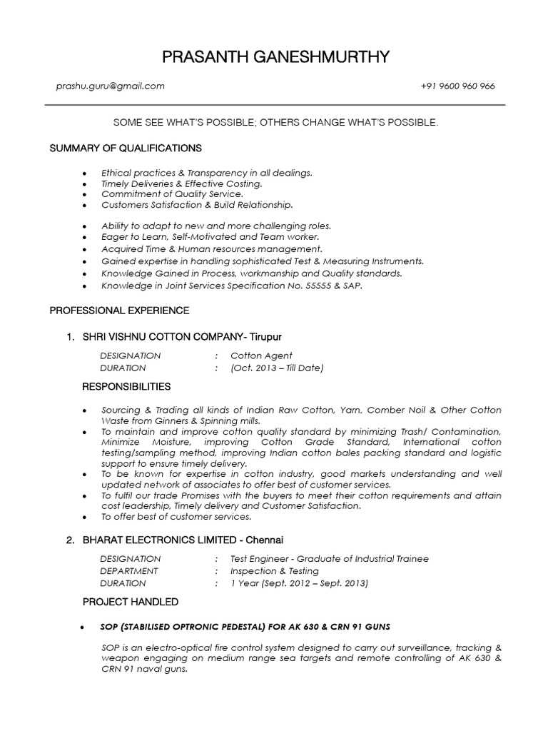 PRASANTH PROFILE | PDF | Quality Assurance
