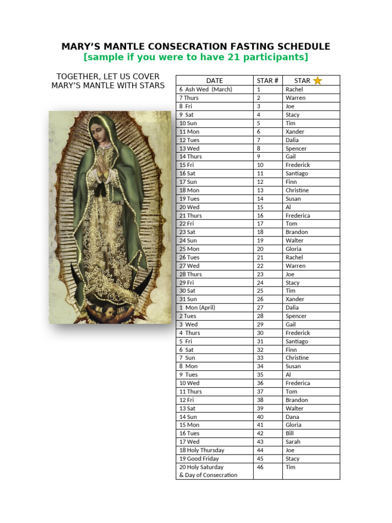 Fasting Schedule Sample | PDF | Lent | March Observances