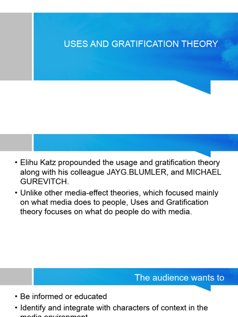 Uses and Gratification Theory Explained | PDF | Career & Growth | Social Science
