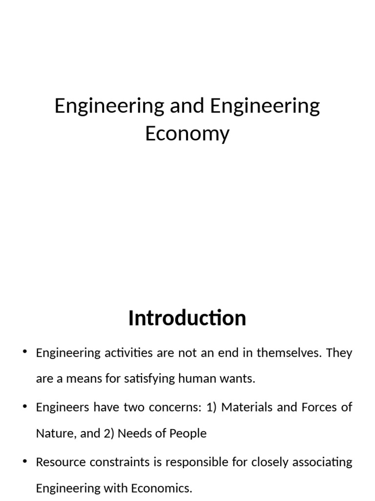 Class 1 - Engineering Economy | PDF | Engineering | Engineer