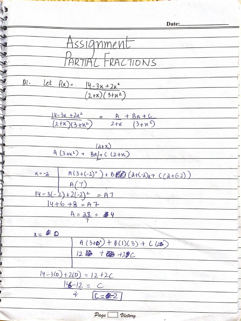 Partial fractions revision assignment | PDF