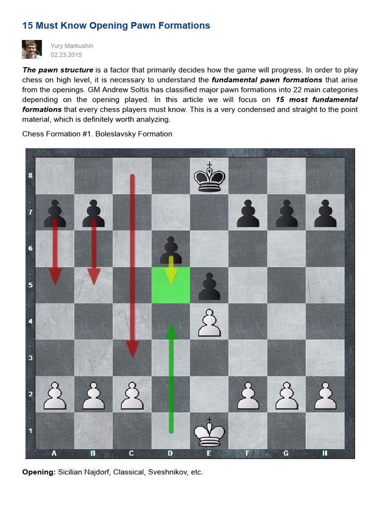 15 Must Know Opening Pawn Formations | PDF | Chess Openings ...