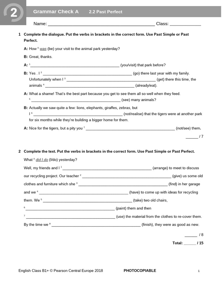 Past Perfect Grammar Exercises | PDF | Languages | Foreign Language Studies