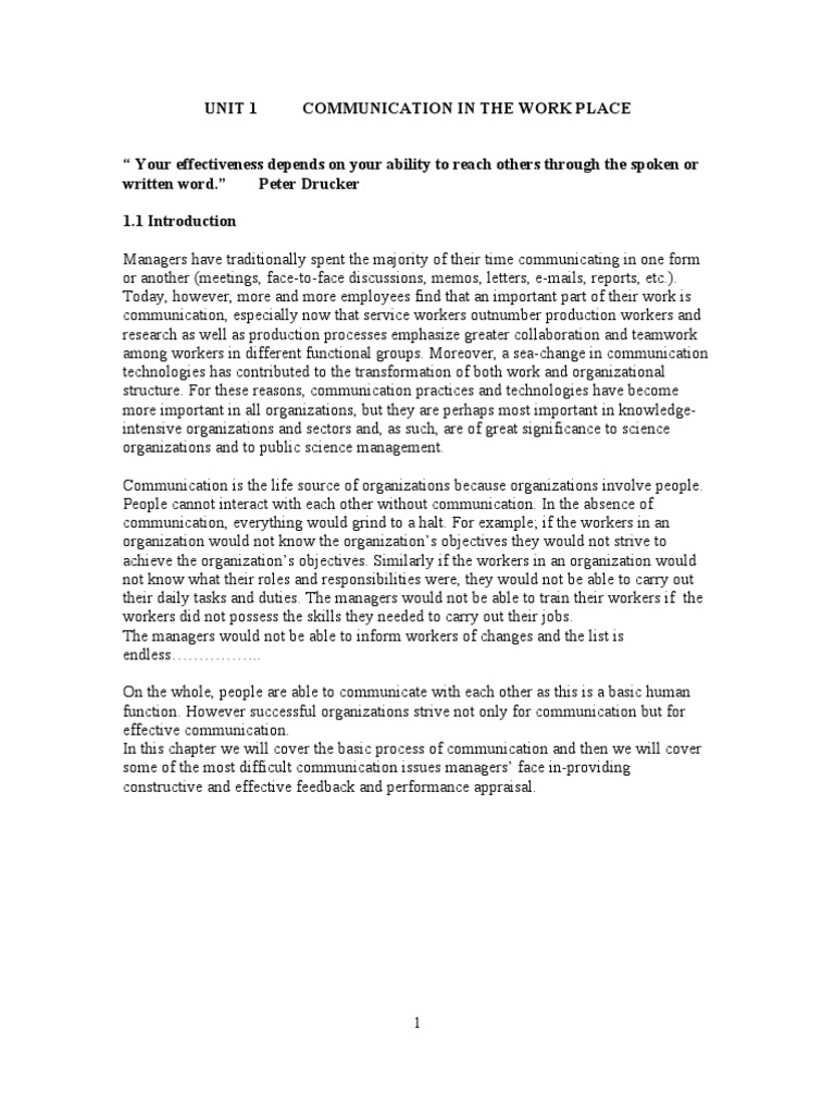 Unit 1 Communication in The Work Place | PDF | Telecommunication ...