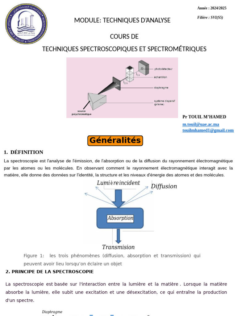 Cours Spectroscopie SVI3 | PDF | Spectre électromagnétique ...