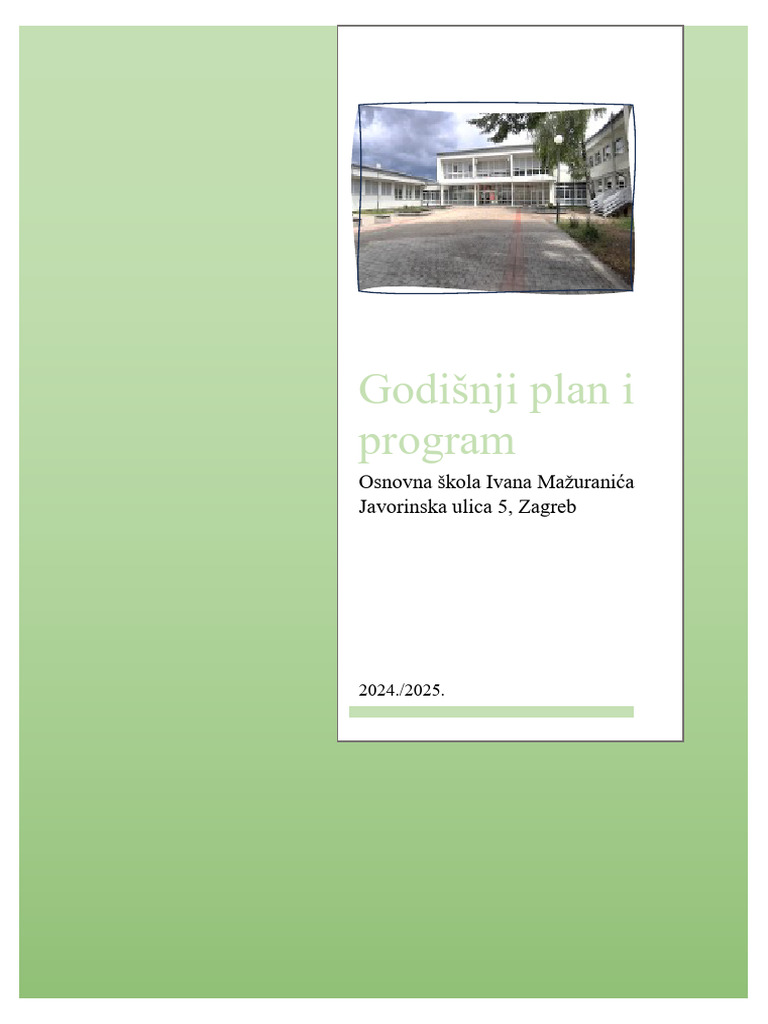 Godišnji Plan I Program Rada Osnovne Škole Ivana Mažuranića | PDF