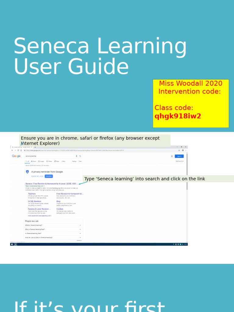 Seneca Learning User Guide | PDF | Self-Improvement