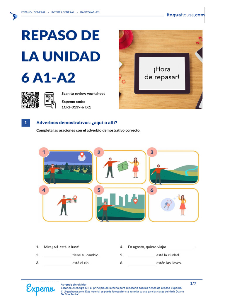 Repaso de La Unidad 6 A1 A2 Centro Americano Spanish Teacher | PDF ...