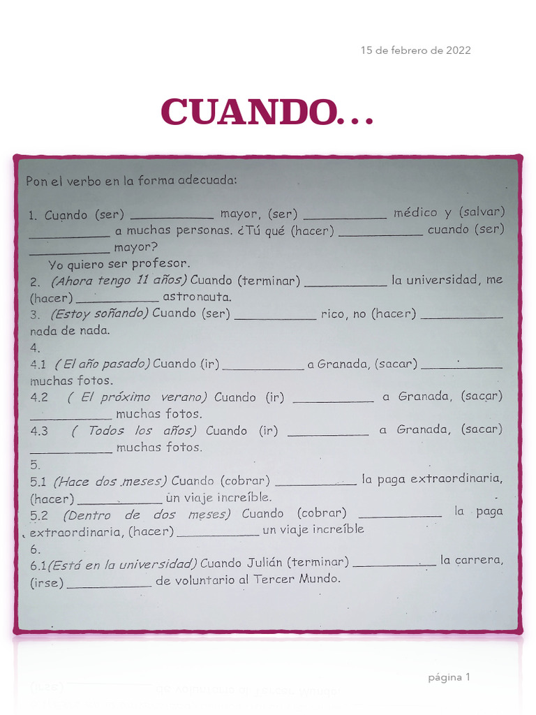 Unidad6 Aula3 Cuando | PDF
