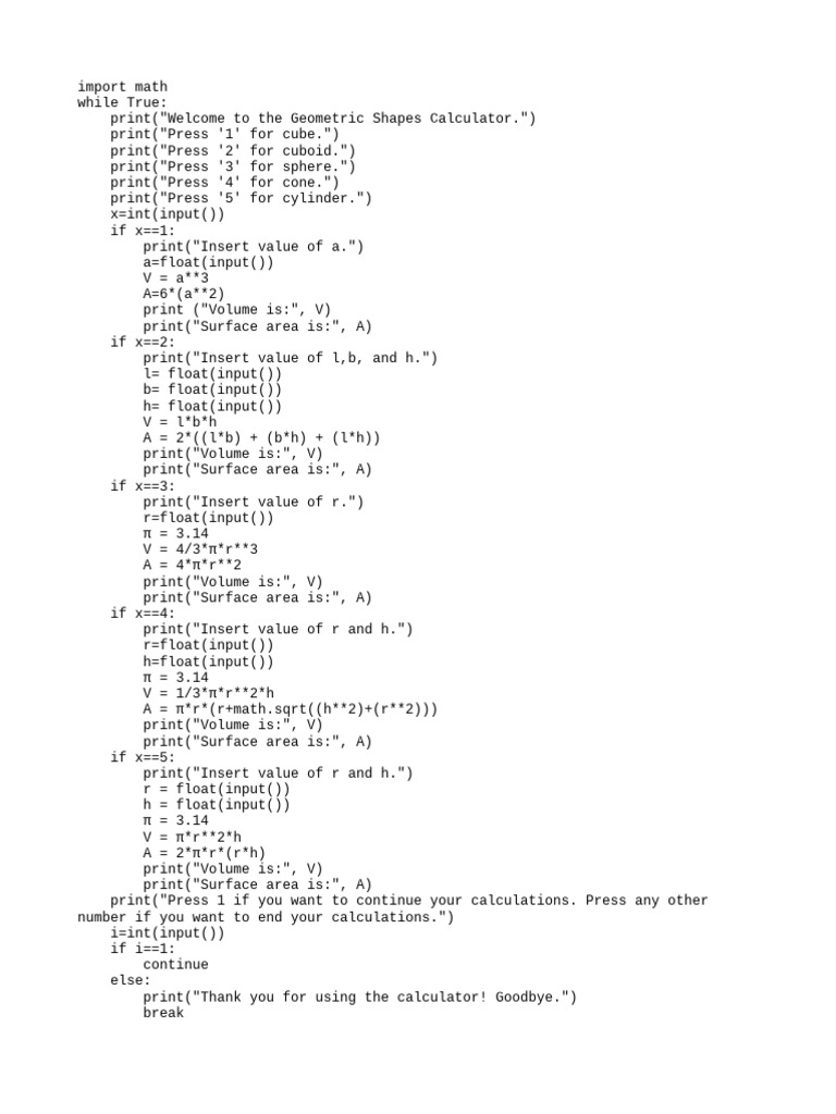 Geometric Shapes Calculator | PDF | Science & Mathematics | Computers
