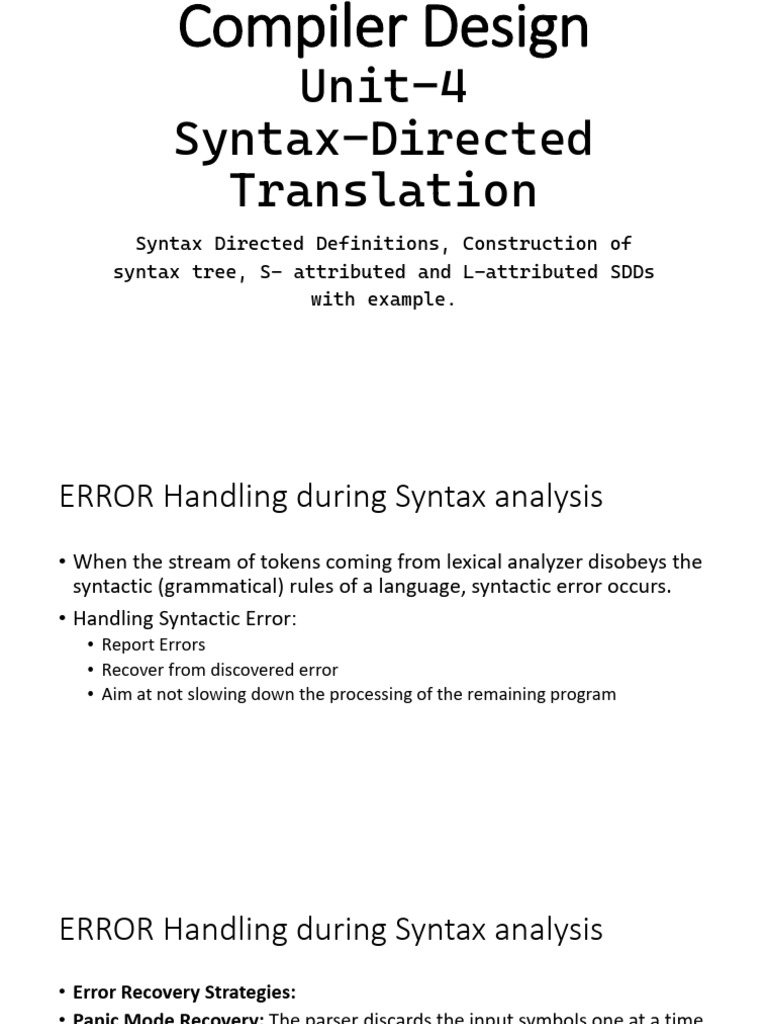 Syntax-Directed Translation Guide | PDF | Parsing | Computer Science