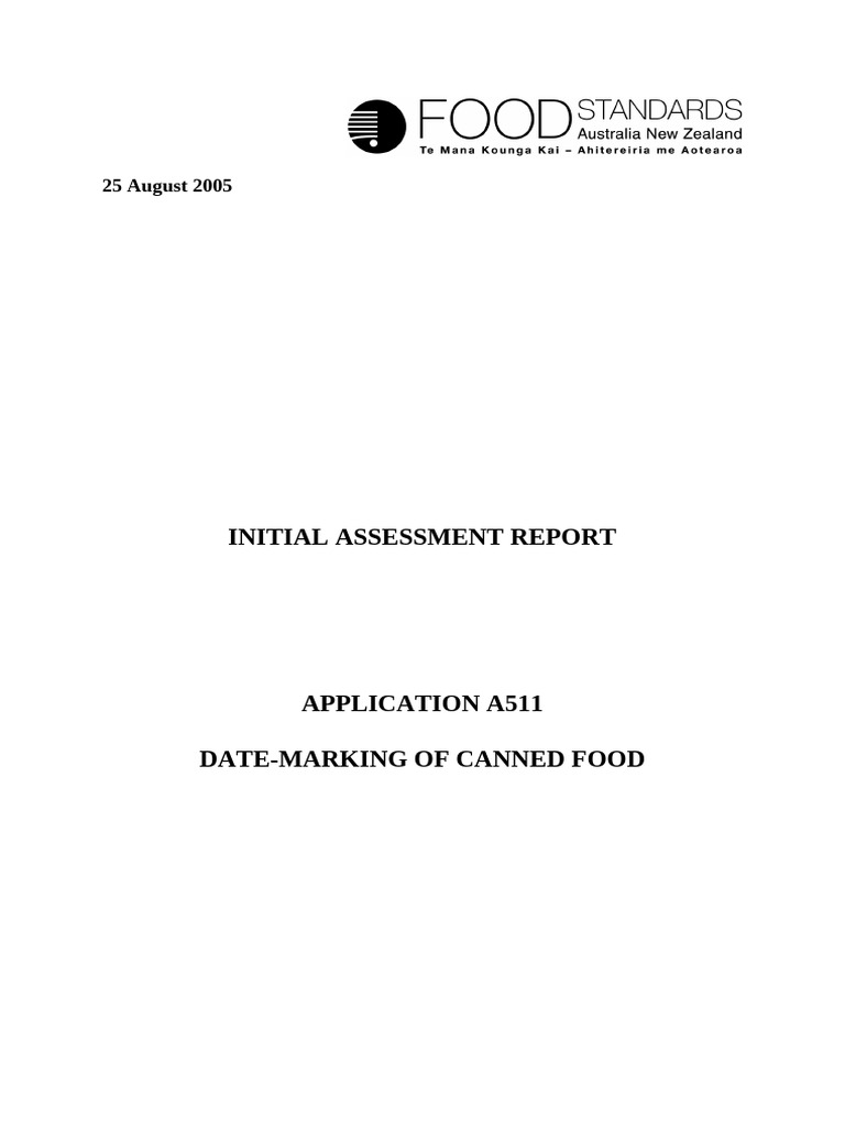 A511 Date-Marking of Canned Food IAR | PDF | Canning | Shelf Life
