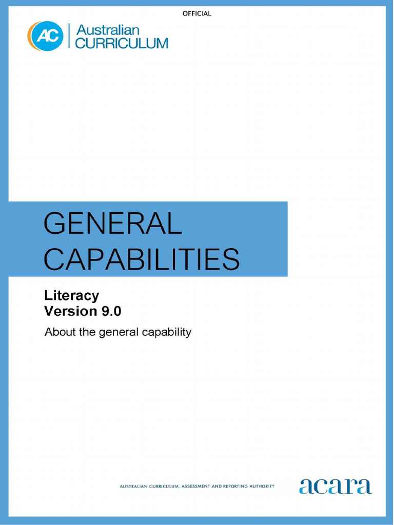 General Capabilities Literacy About The General Capability v9 | PDF ...