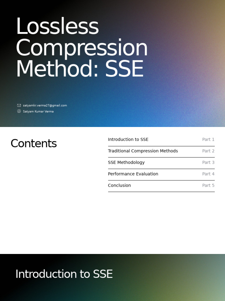 Lossless Compression Method - SSE | PDF | Data Compression | Methodology