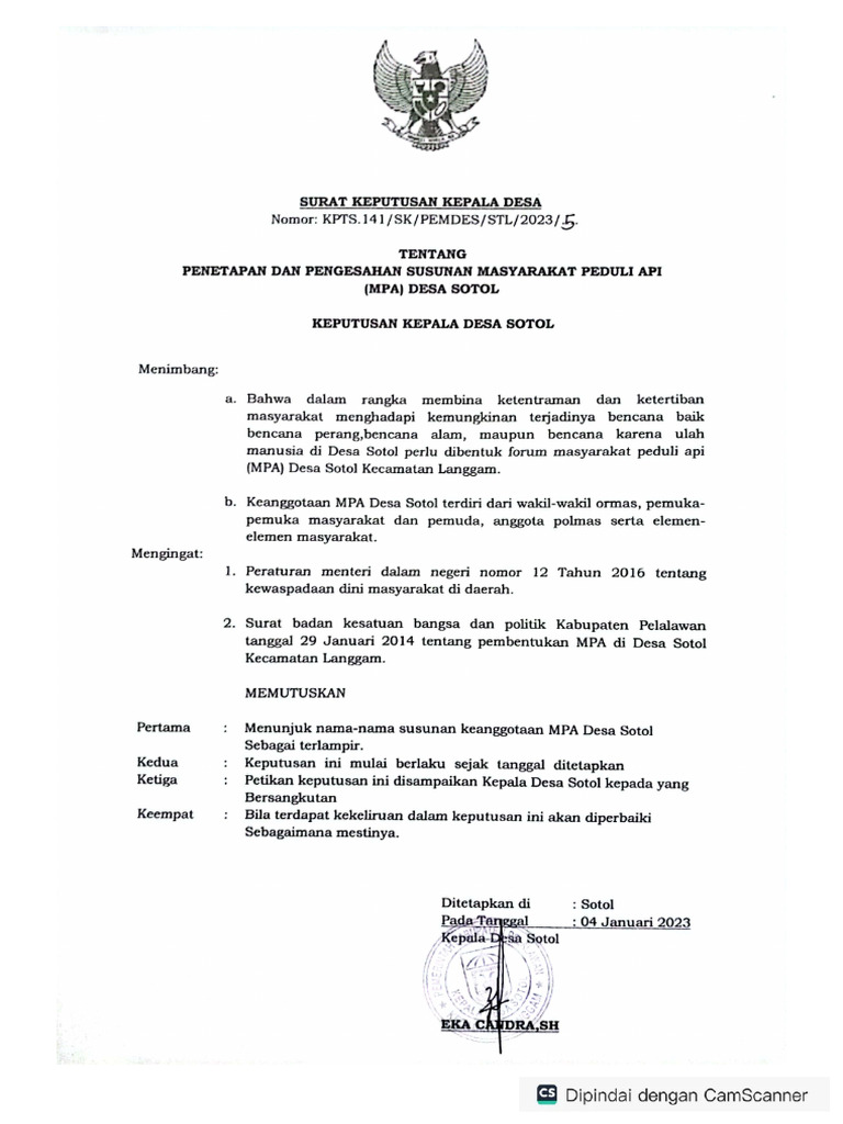 SK - MPA - Desa Sotol | PDF