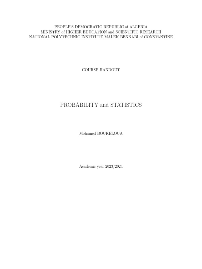 Probability and Statistics | PDF | Statistics | Probability Distribution