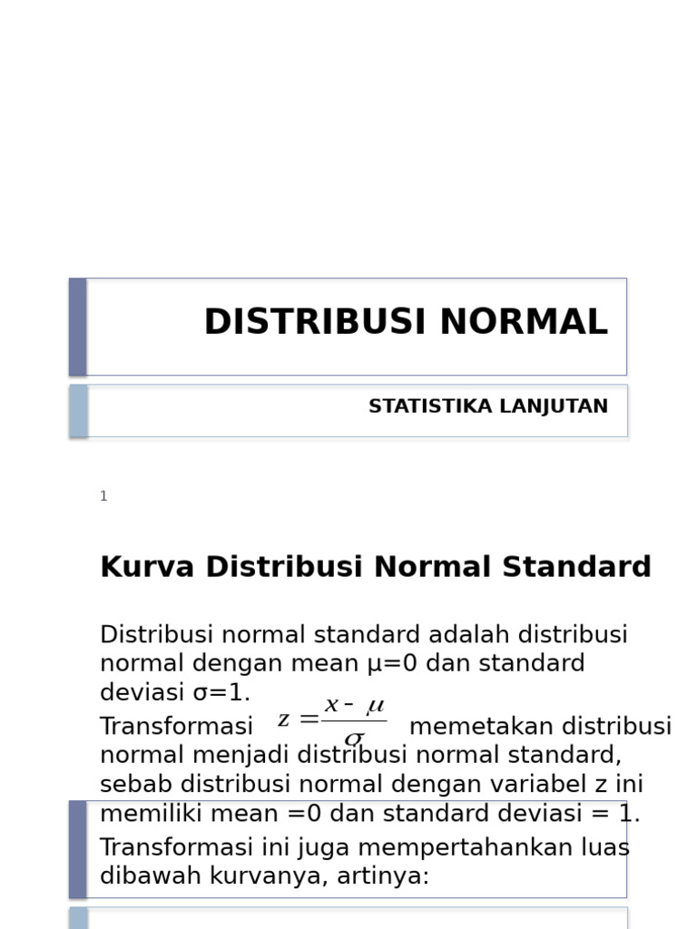 DISTRIBUSI NORMAL DAN TABEL DISTRIBUSI NORMAL (Lanjutan) | PDF | Metode ...